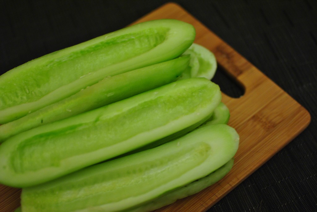 Peeled and seeded cucumbers