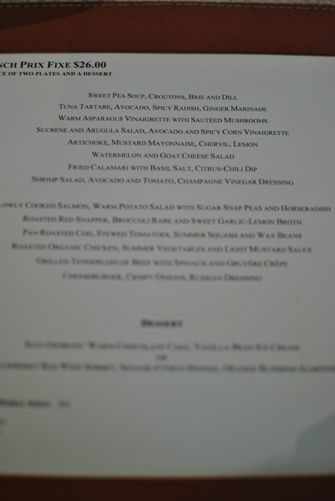 The layout of the menu