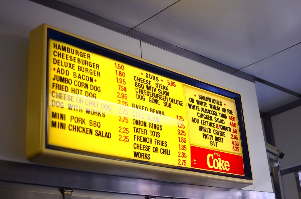 The menu board